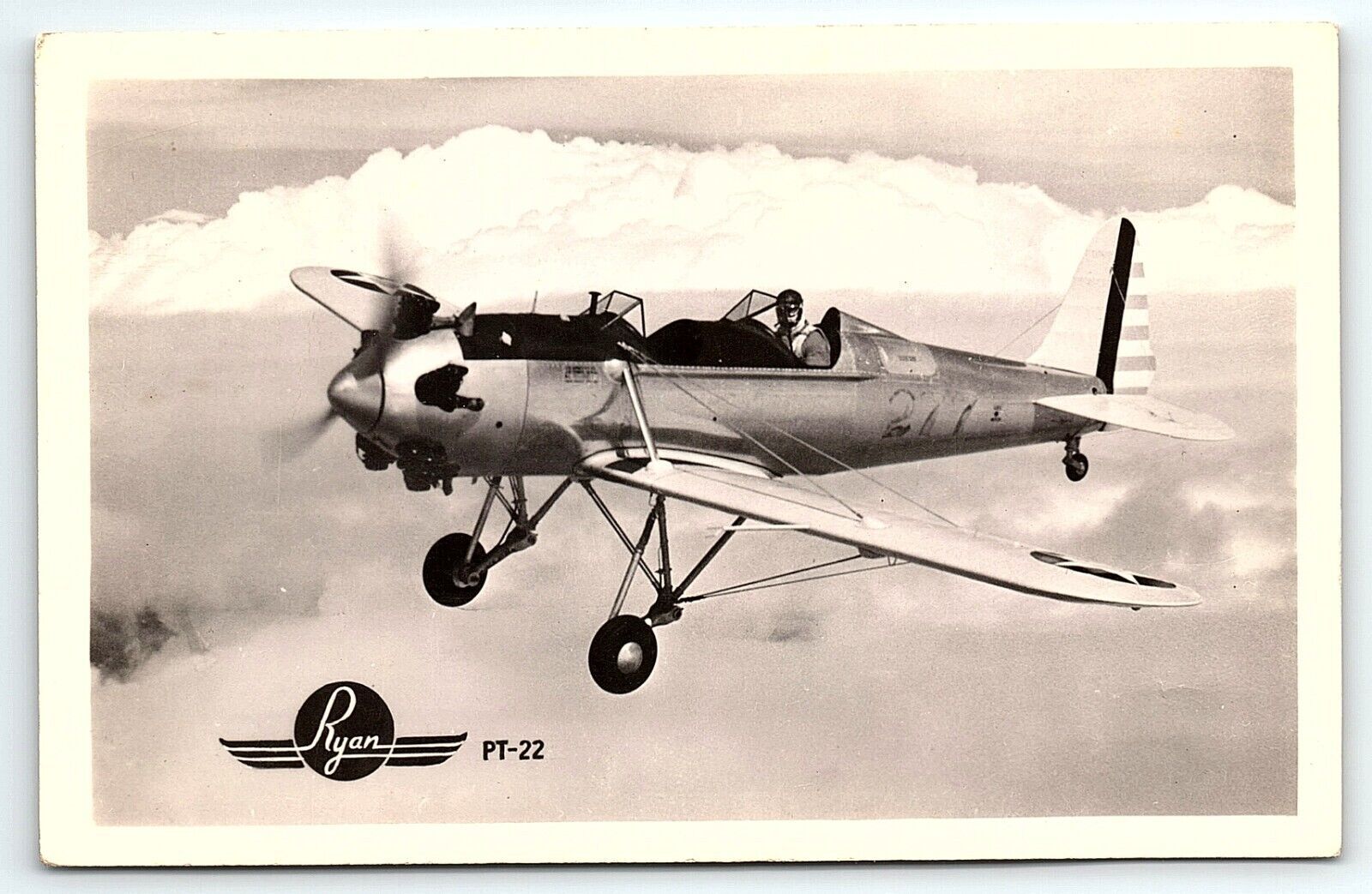 1940s U.S. Army WW2 AIR Corps Trainer Airplane Ryan Pt-22 Rppc Postcard ...
