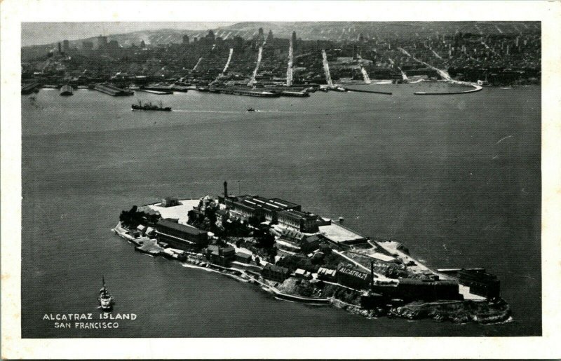 Aerial View Alcatraz Island San Francisco CA UNP B&W Chrome Postcard ...