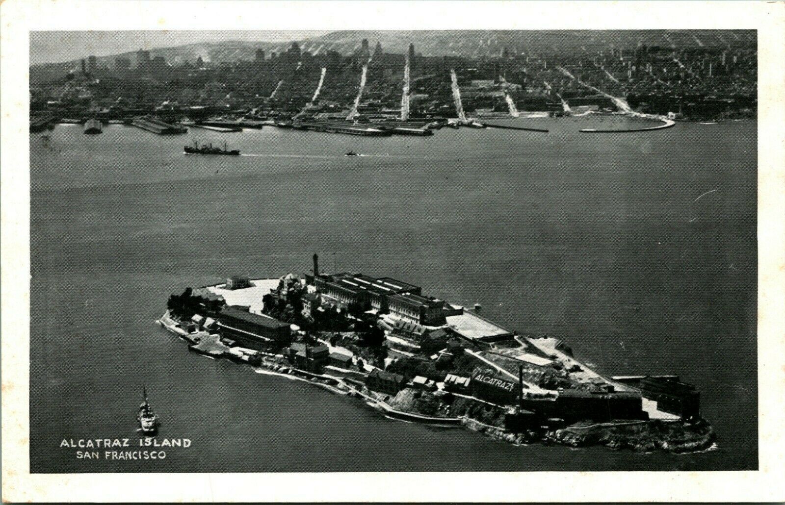 Aerial View Alcatraz Island San Francisco CA UNP B&W Chrome Postcard ...
