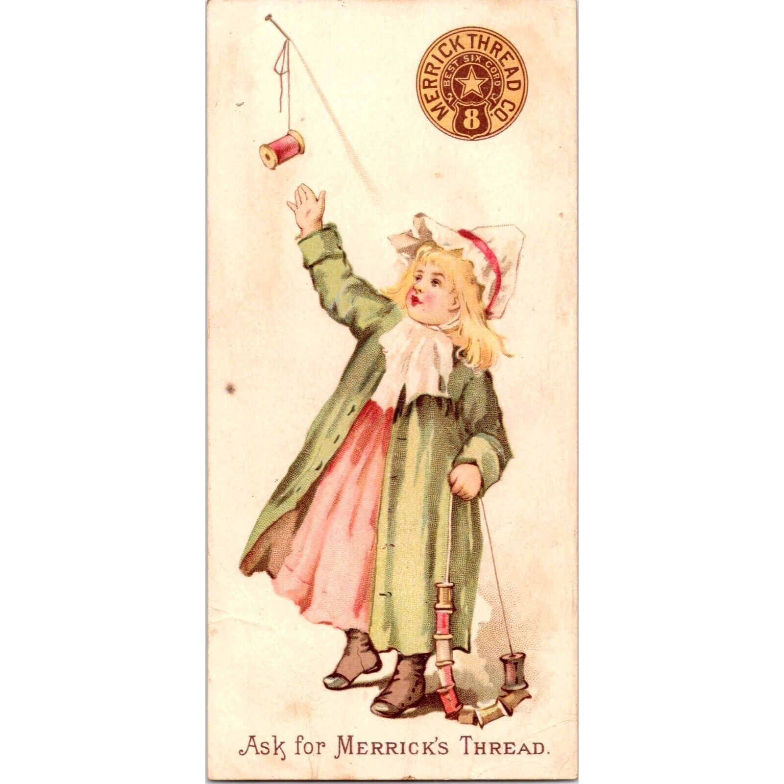 MERRICK Thread Co Six Cord Sewing Thread - Antique 1888 Victorian Trade ...