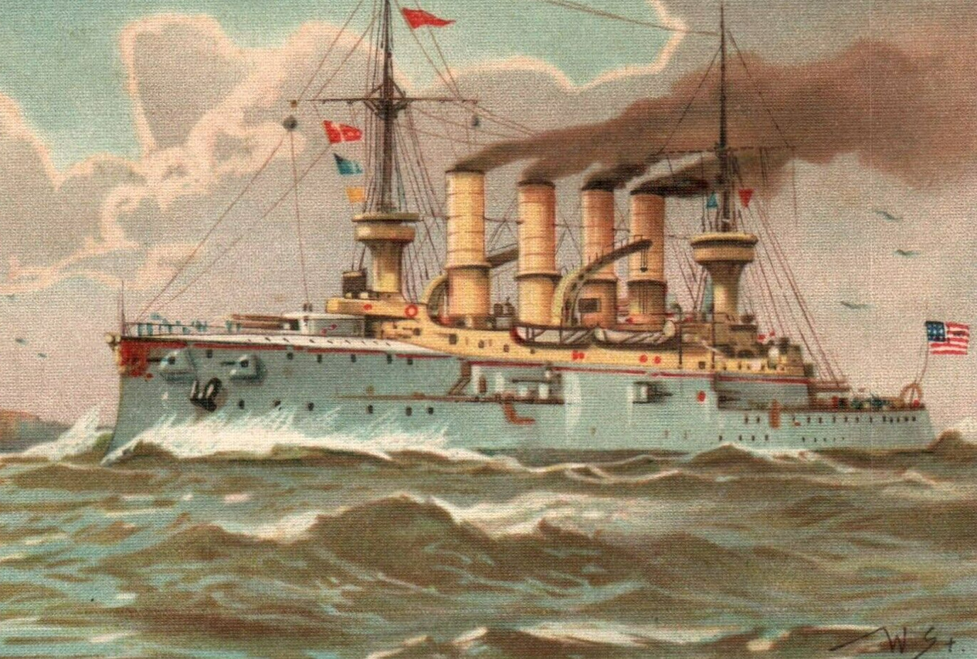 WWI Germany Imperial Navy SMS Cruiser 'Off for a Cruise' Willy Stower ...