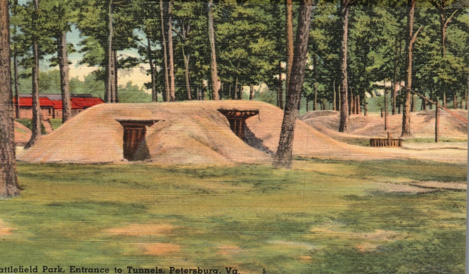 Vintage Postcard 1930's Battlefield Park Entrance to Tunnels Petersburg ...