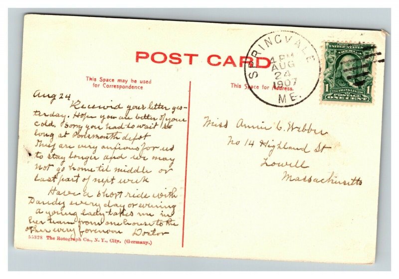 Vintage 1907 Photo Postcard Main Street Residential Area Springvale ...