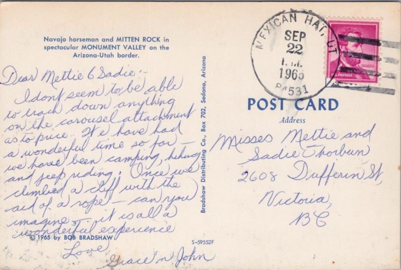 Navajo Horseman Mitten Rock Monument Rock AZ UT Dog Mexican Hat PO ...