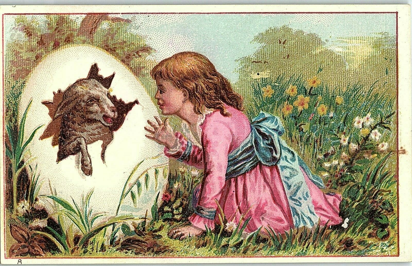 Lot of 7 1880's Victorian Easter Cards Lamb Hatching From Big Egg ...