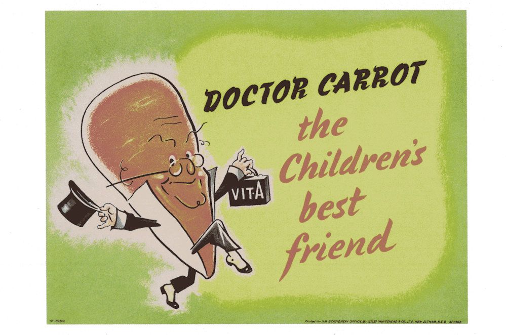 Doctor Carrot The Childrens Best Friend Vitamin A WW2 Poster Postcard ...
