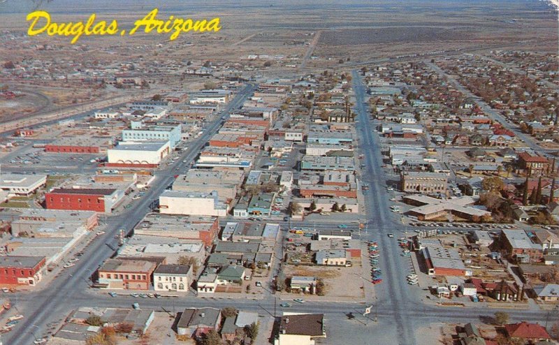 Douglas, AZ Arizona CITY AERIAL~BIRD'S EYE VIEW Downtown View Petley ...