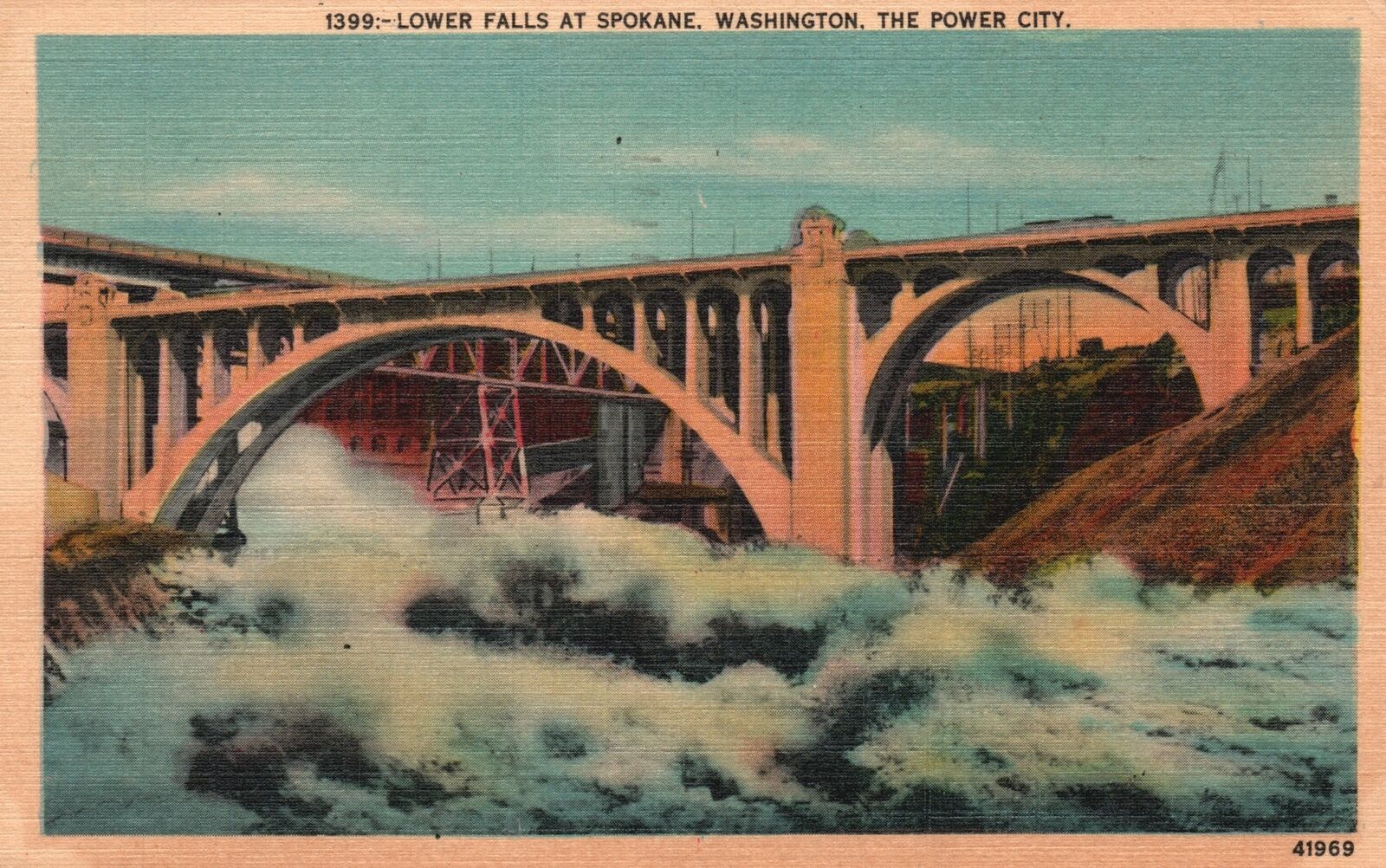 Vintage Postcard 1947 Lower Falls Waterfalls at Spokane Washington ...