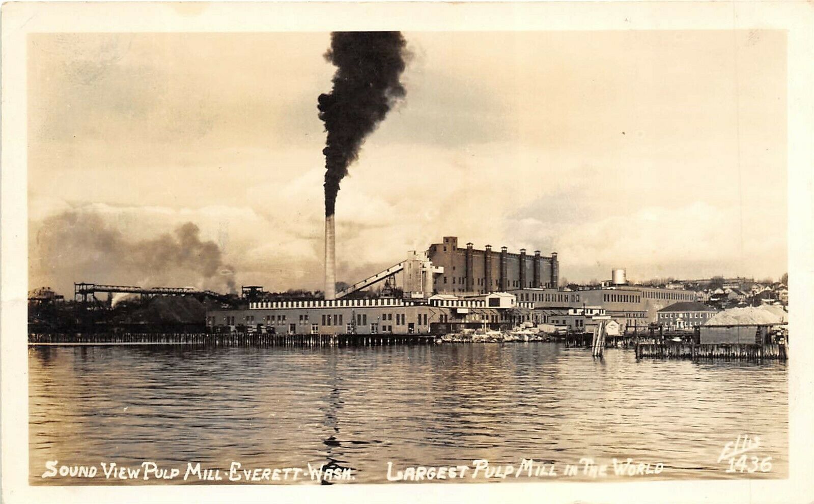 Everett Washington 1940s RPPC Real Photo Postcard Sound View Pulp Mill ...