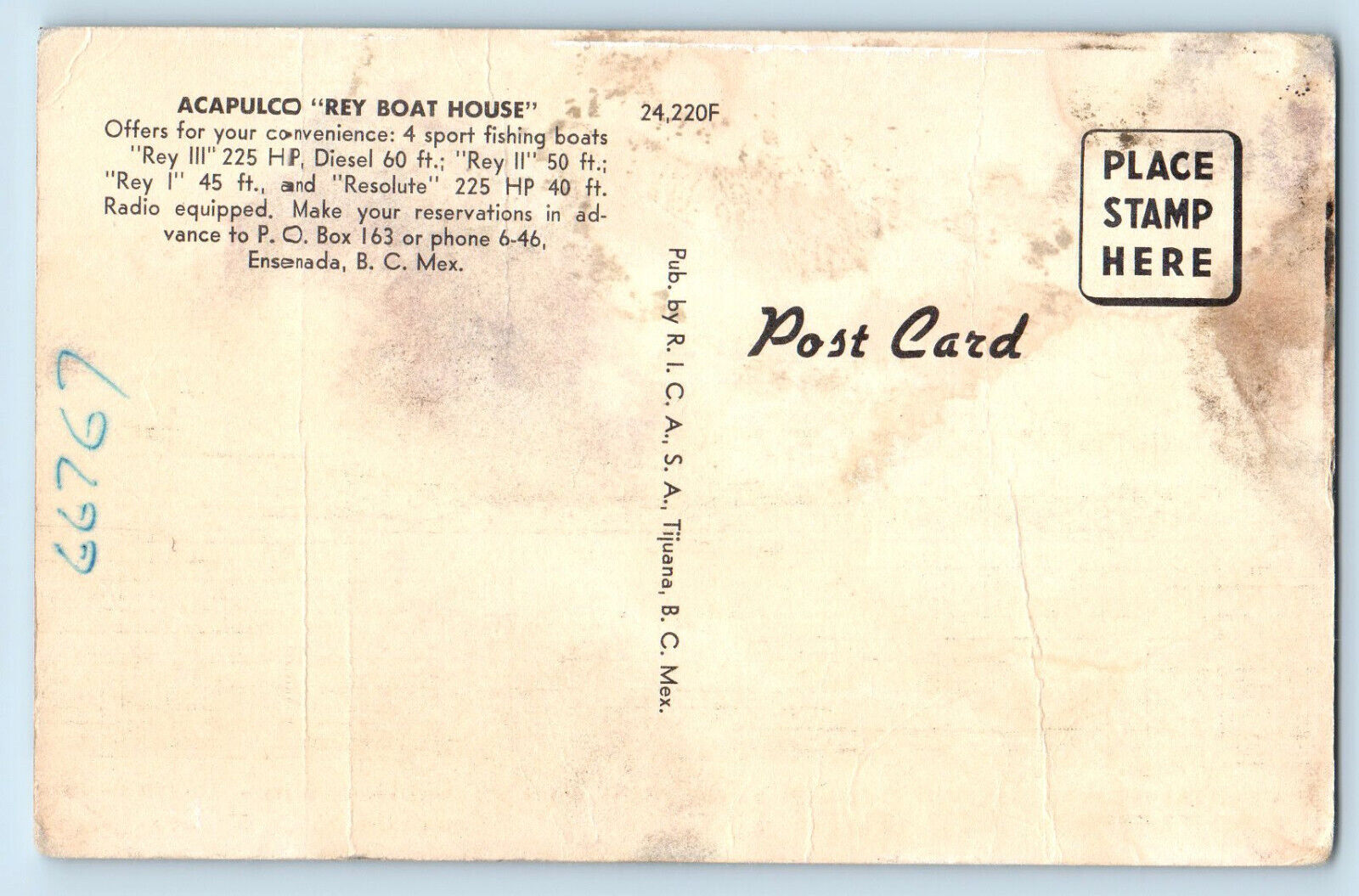 Ensenada Baja California Mexico Postcard Rey Boat House c1940's Vintage ...