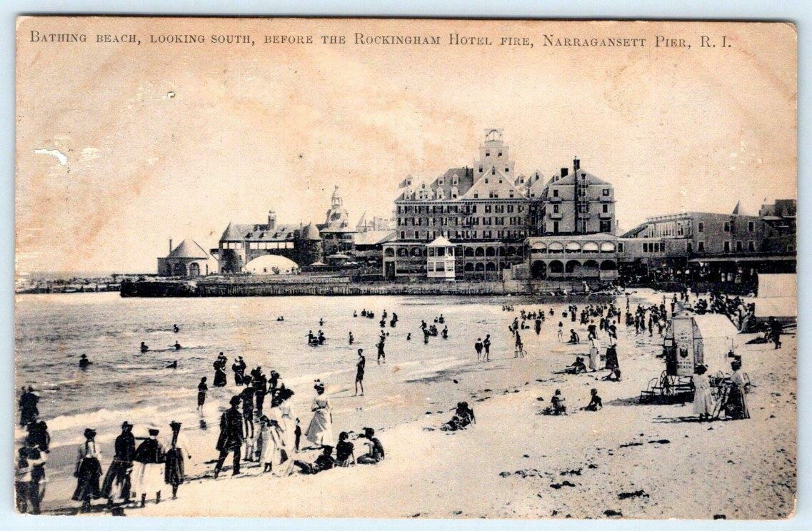 1909 Narragansett Pier Ri*Before the Rockingham Hotel Fire*Bathing ...