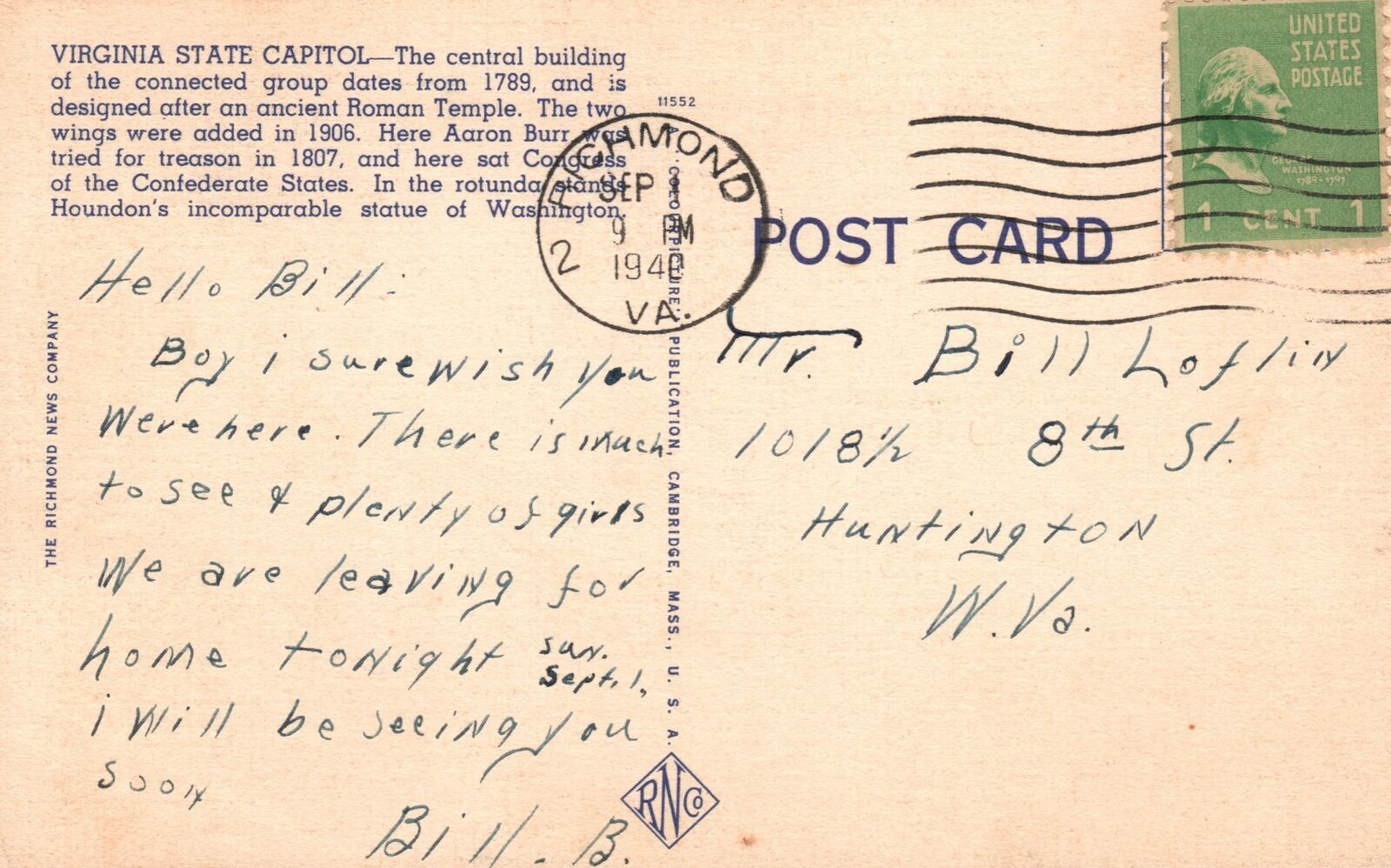 Vintage Postcard 1940 View of Virginia State Capitol Richmond Virginia ...