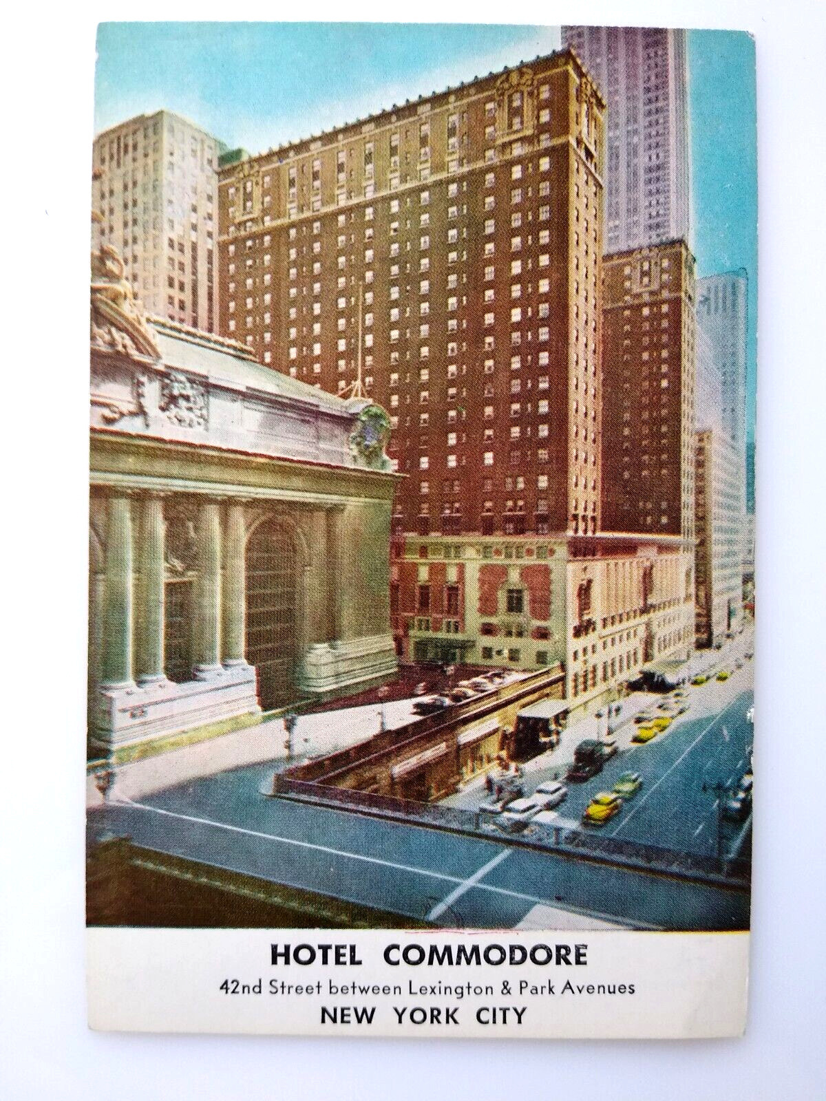 Hotel Commodore Postcard Building New York City Old Cars NYC 42nd ...