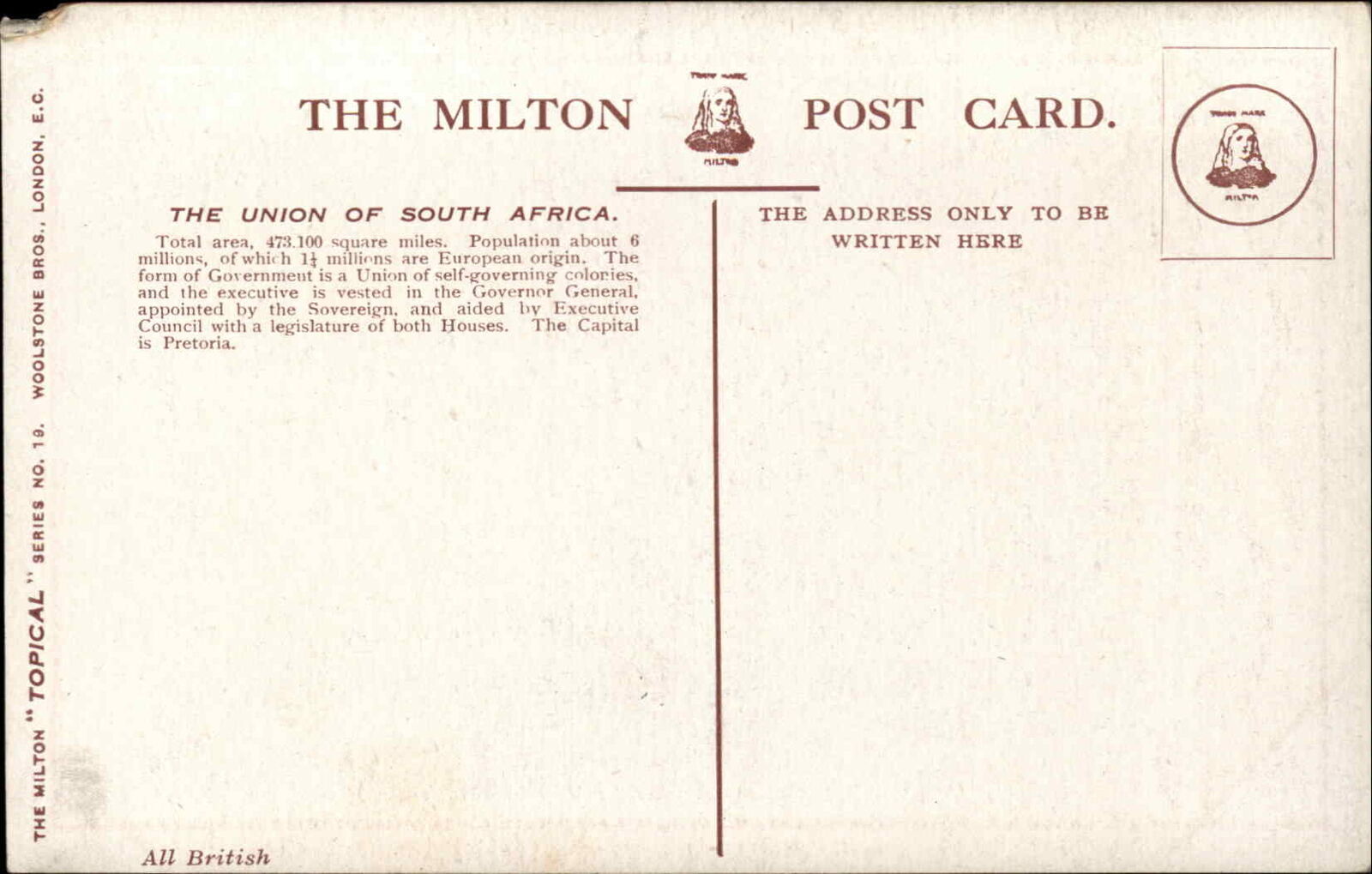 Vintage MILTON PC Historical Flags UNION OF SOUTH AFRICA | Africa ...