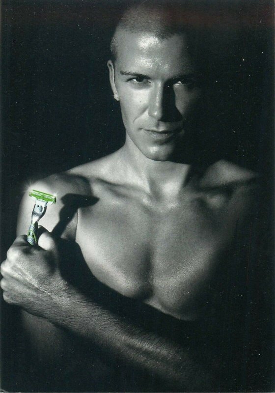 Gillette M3 power mach3 rasor advertising postcard male model | Topics ...