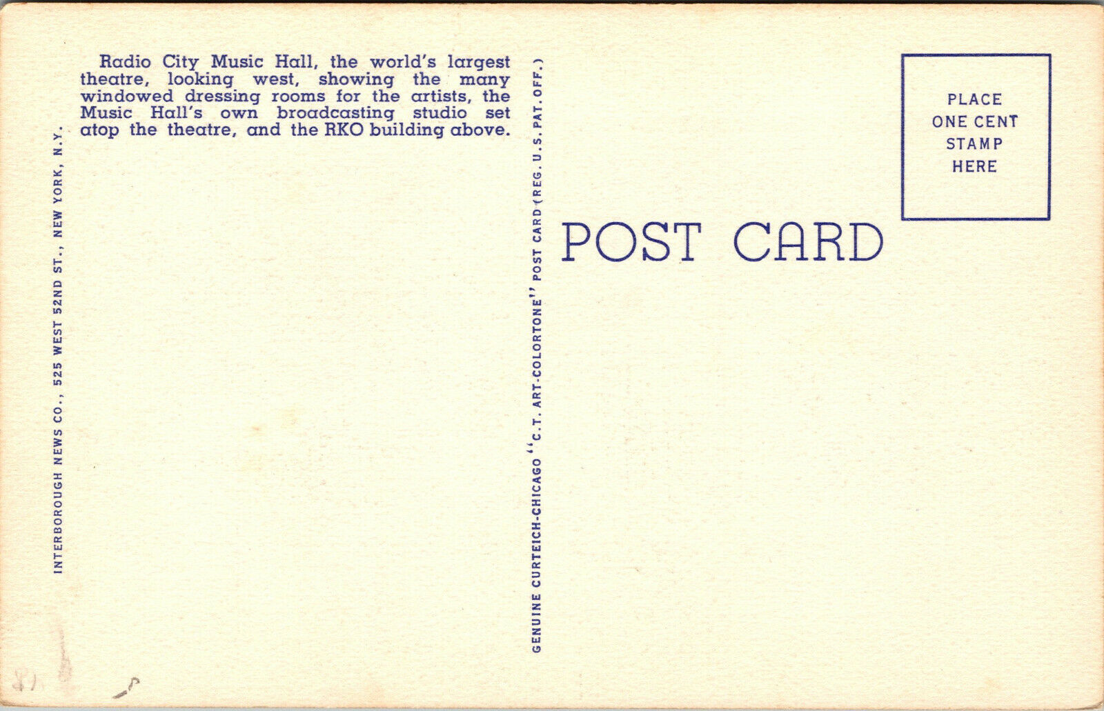 Vtg 1930's Radio City Music Hall New York City NY Linen Postcard ...