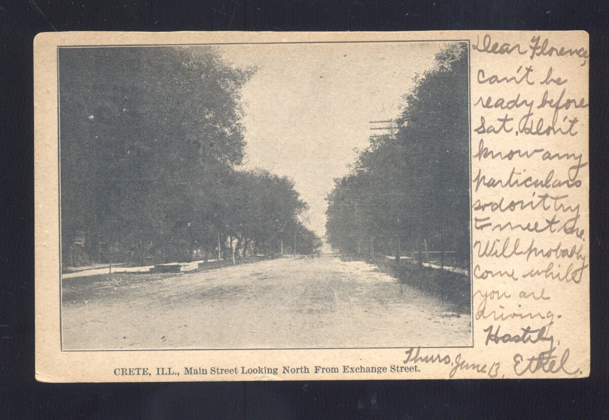 Crete Illinois Main Street Scene Residence Antique Vintage Postcard ...