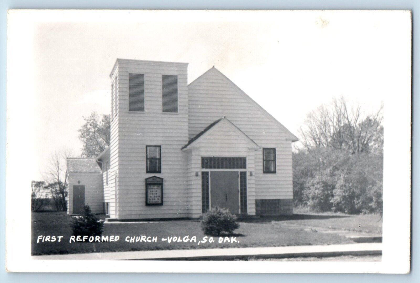 Volga South Dakota SD Postcard RPPC Photo First Reformed Church c1950's ...