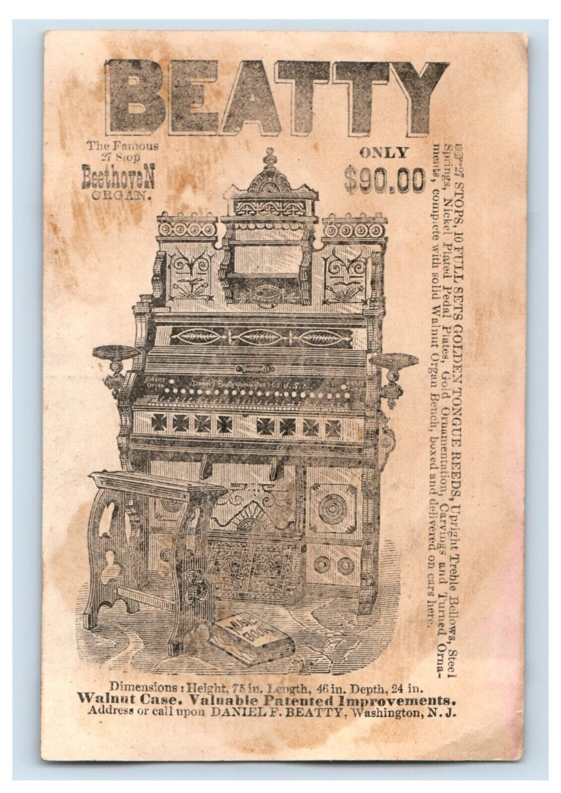 1880s Beatty Beethoven Organs Cherubs & Letters Set Of 3 Fab! P126 ...