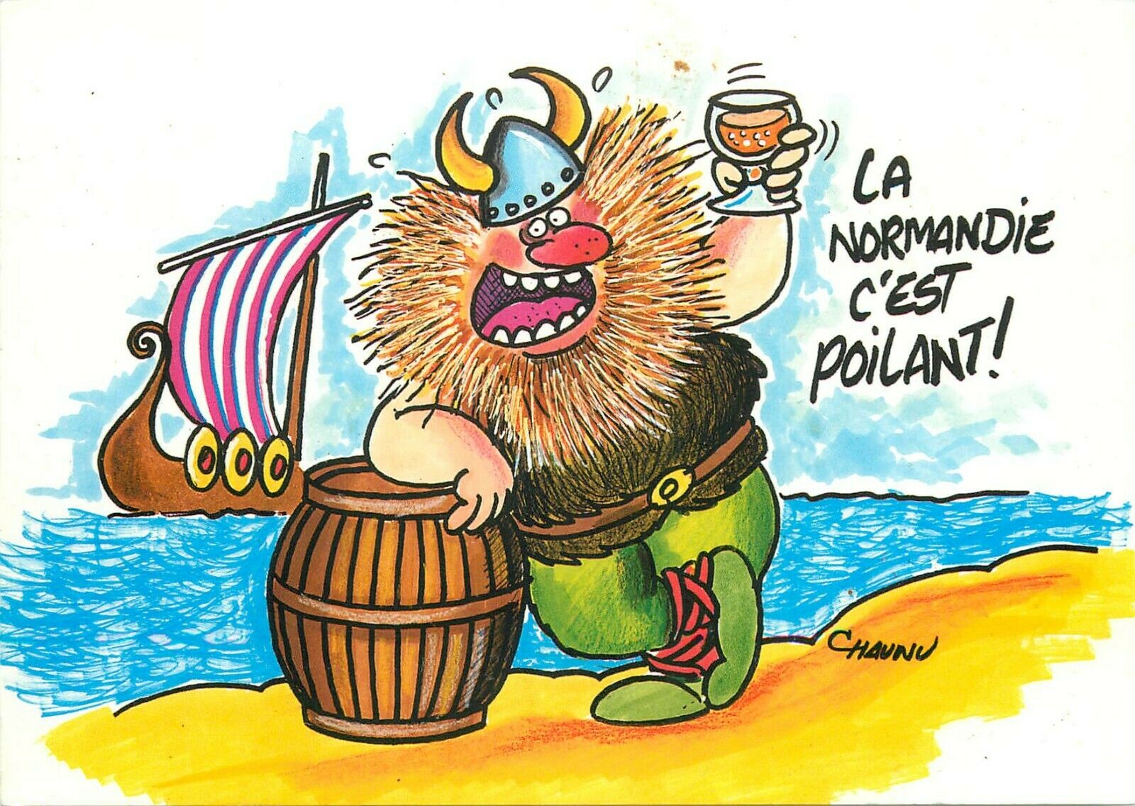 French humour comic postcard Chaunu signed viking caricature - La ...