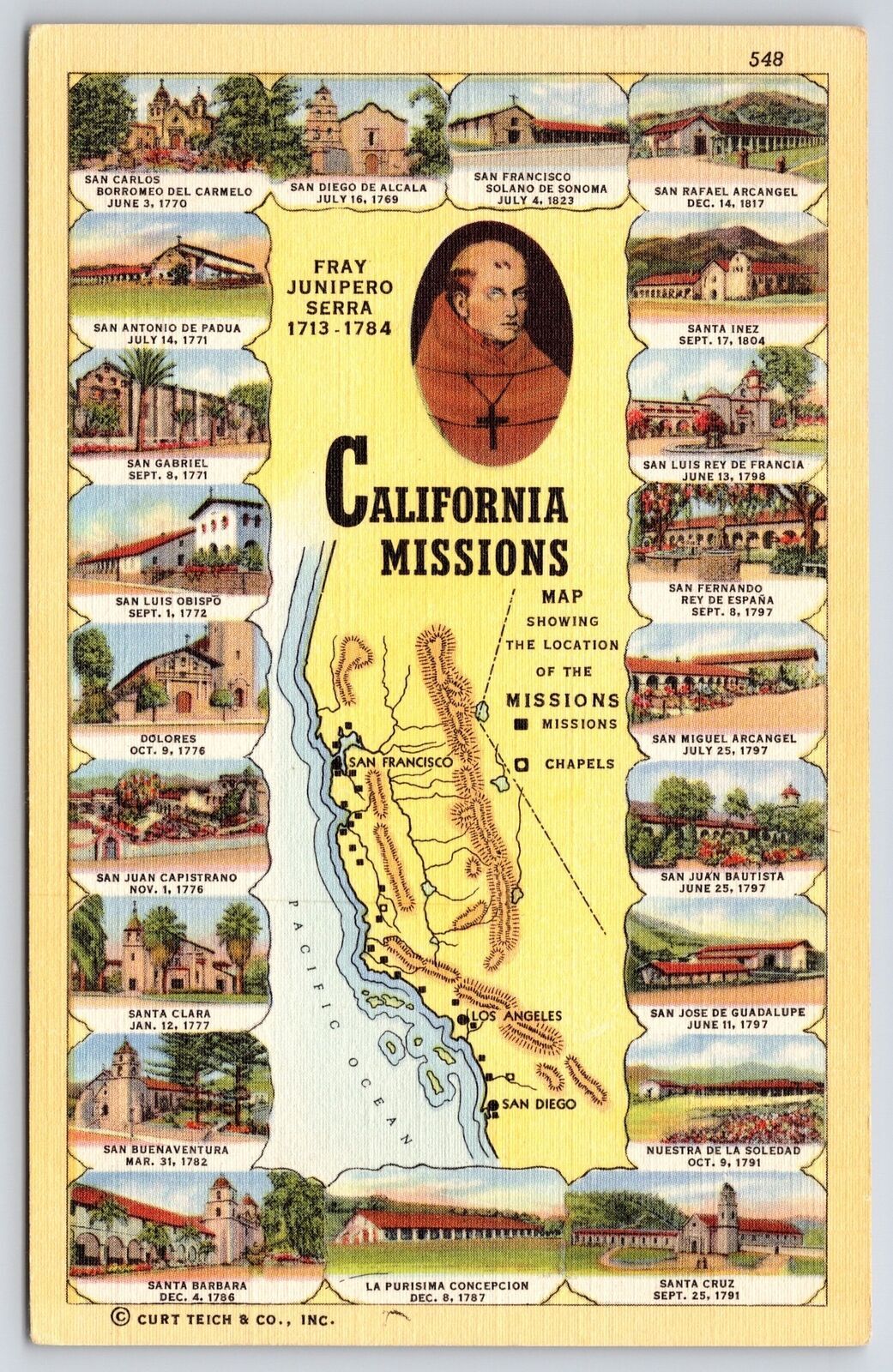Map Showing The Location Of California Missions Historical Monuments ...