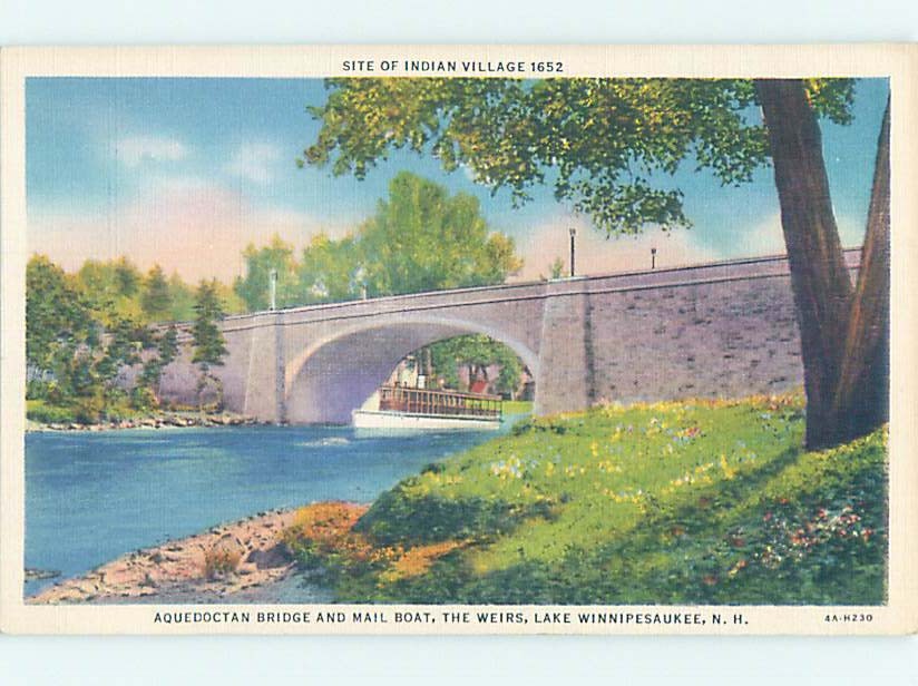 Linen BRIDGE SCENE Weirs Beach In Laconia On Lake Winnipesaukee NH ...