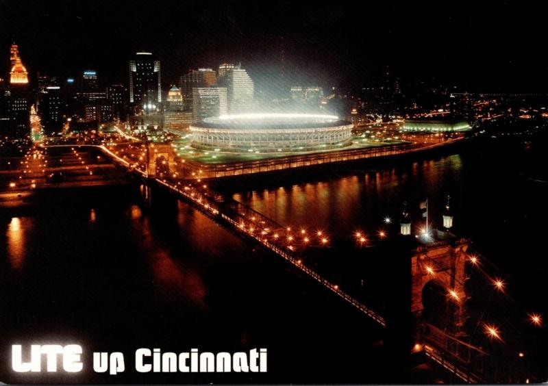 Ohio Cincinnati Skyline & Riverfront Stadium At Night | United States ...