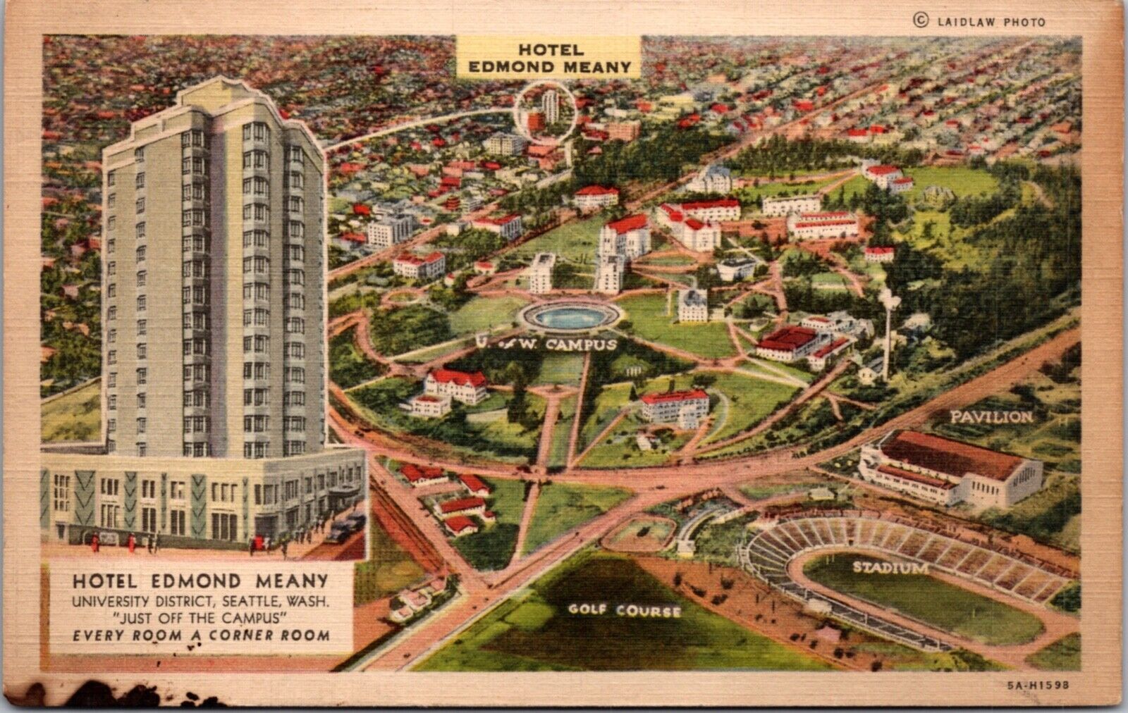 Linen PC Hotel Edmond Meany Aerial of the University of Washington ...