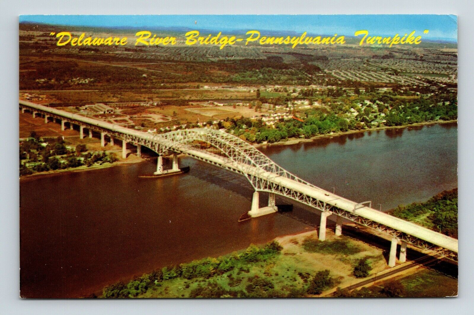 Delaware River Bridge Pennsylvania Turnpike Aerial View Plains Vintage ...