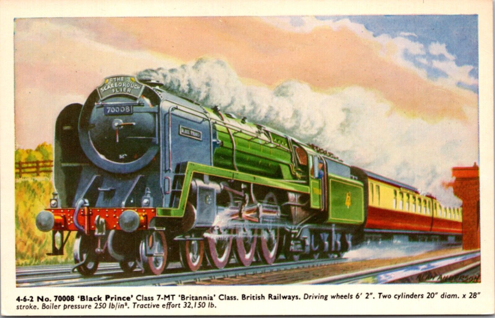 4-6-2 No. 70008 Black Prince Class 7-MT Britannia Class British ...
