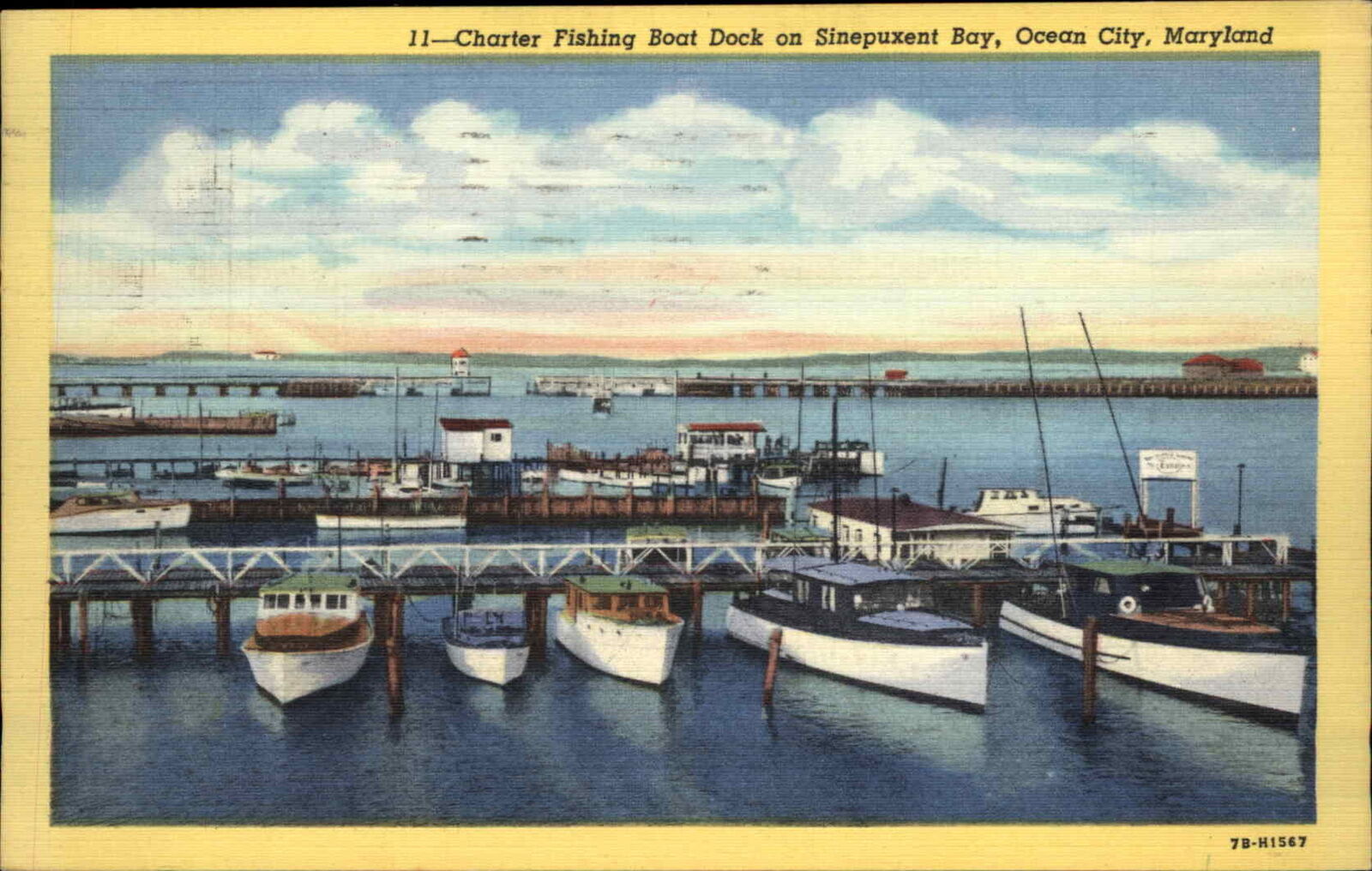 Ocean City Maryland MD Charter Fishing Boat Dock Sinepuxent Bay Linen ...