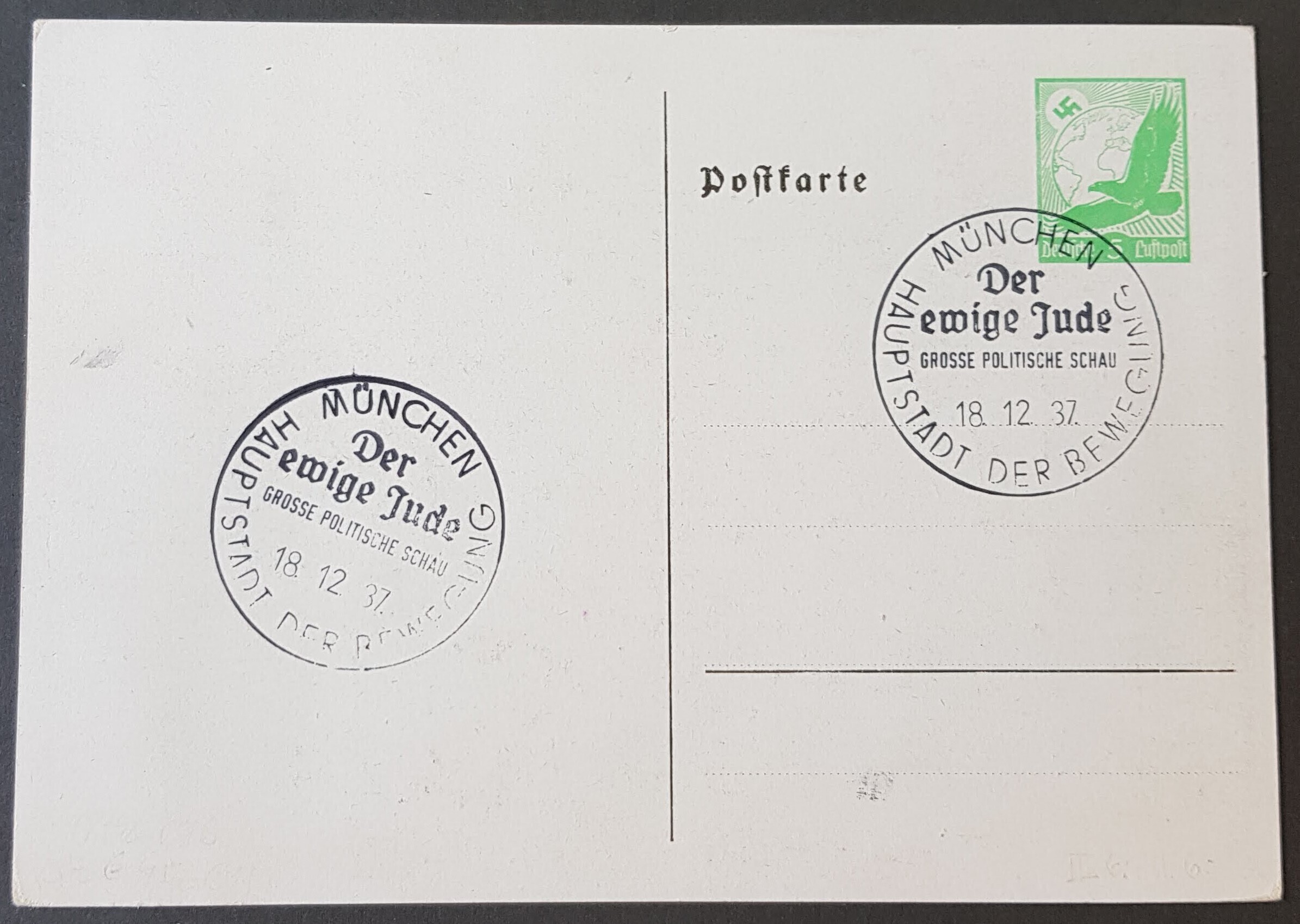 German Third Reich Original Postcard Eternal JEW Munich Political ...