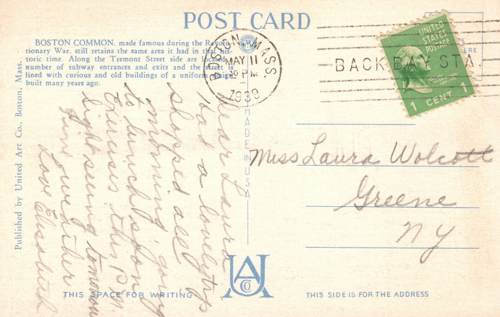 Vintage Postcard 1939 Boston Common And State House Boston ...