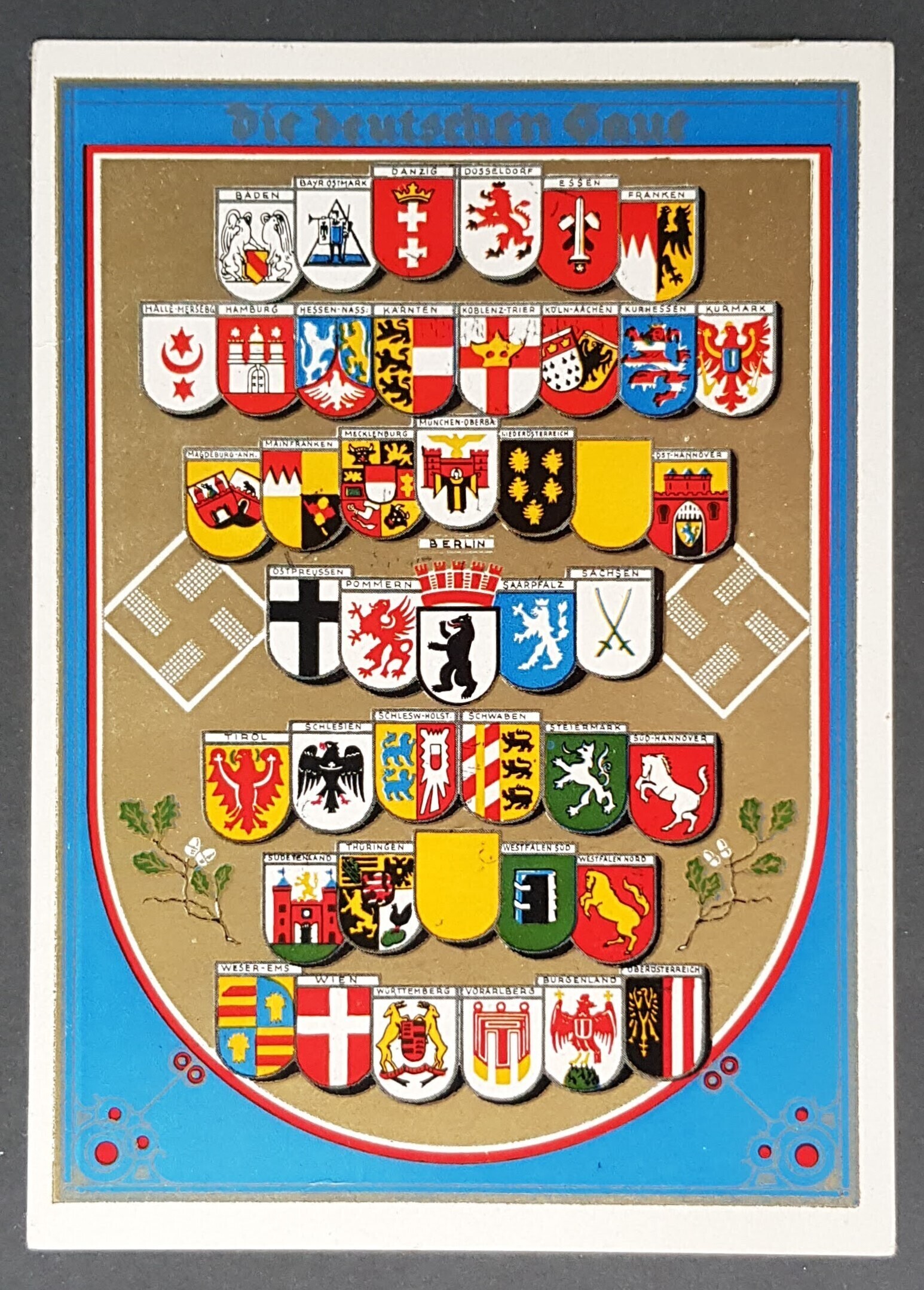 Germany Third 3rd Reich Nsdap Original Propaganda Card the German Gaue ...