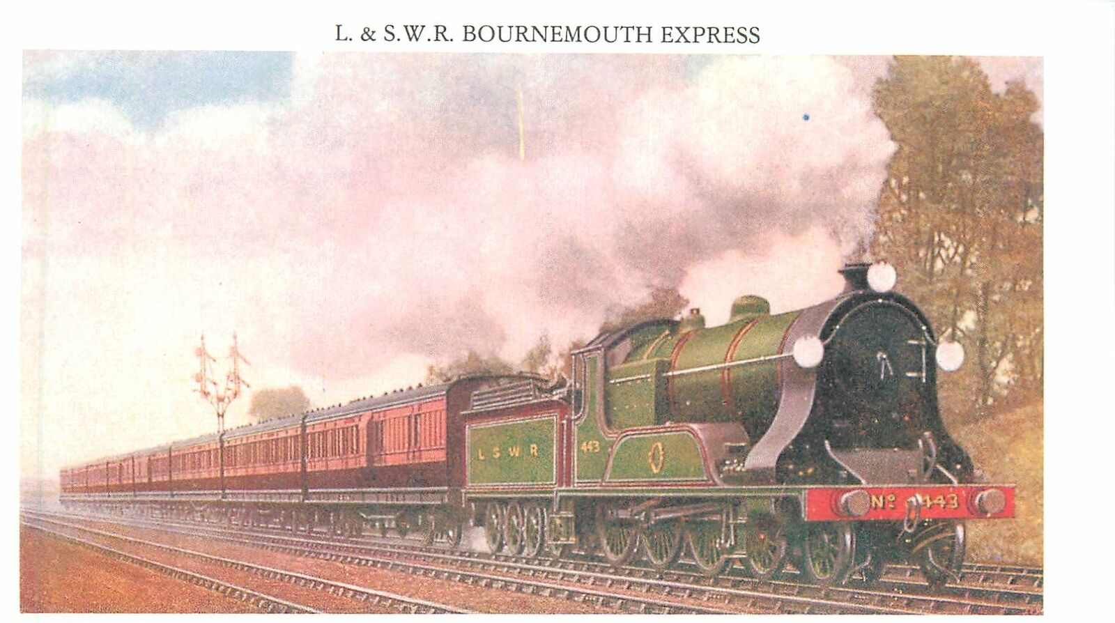 Railroadiana repro pictorial train locomotive railroad LSWR Bournemouth ...