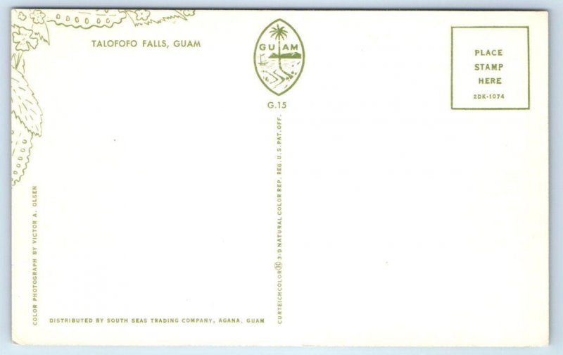 TALOFOFO FALLS, GUAM ~ Waterfall SWIMMERS Swimming Hole c1960s Postcard ...