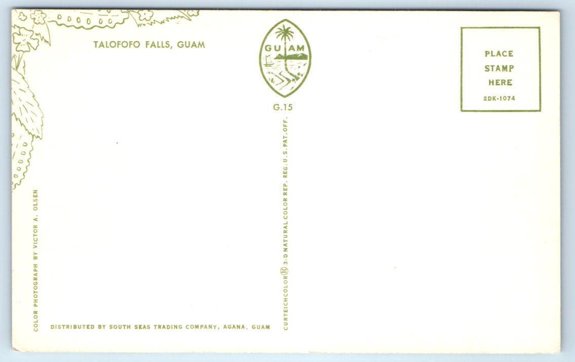 TALOFOFO FALLS, GUAM ~ Waterfall SWIMMERS Swimming Hole c1960s Postcard ...