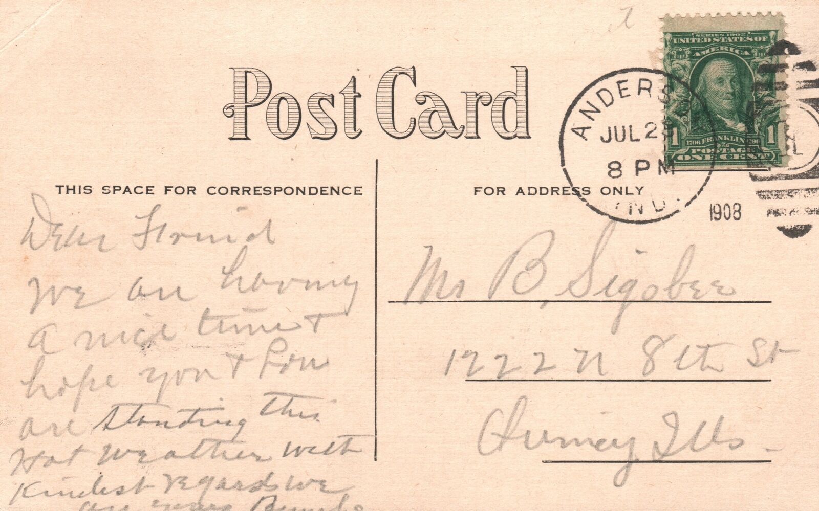 Vintage Postcard 1908 The Public Library Building Anderson Indiana IND ...