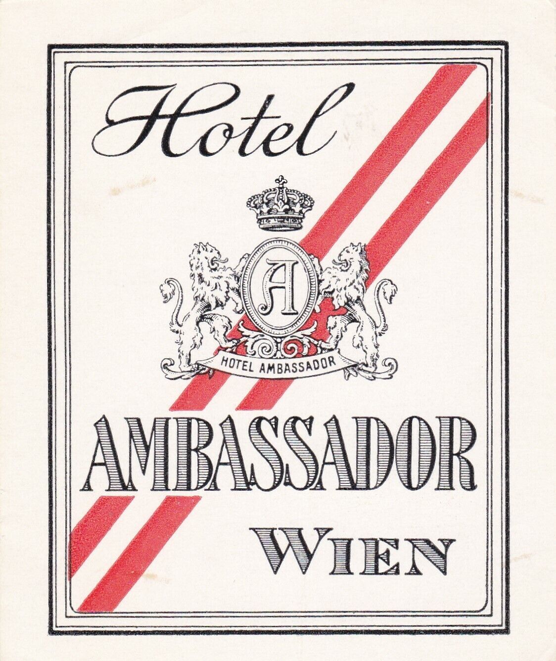 Austria Vienna Wien Hotel Ambassador Vintage Luggage Label lbl0064 ...