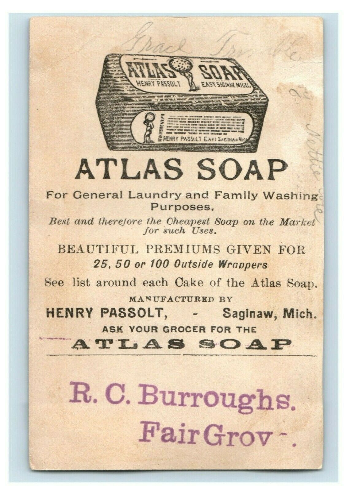 1870s-80s Atlas Soap Rebus Puzzle Cards R.C. Burroughs Lot Of 2 P207 ...