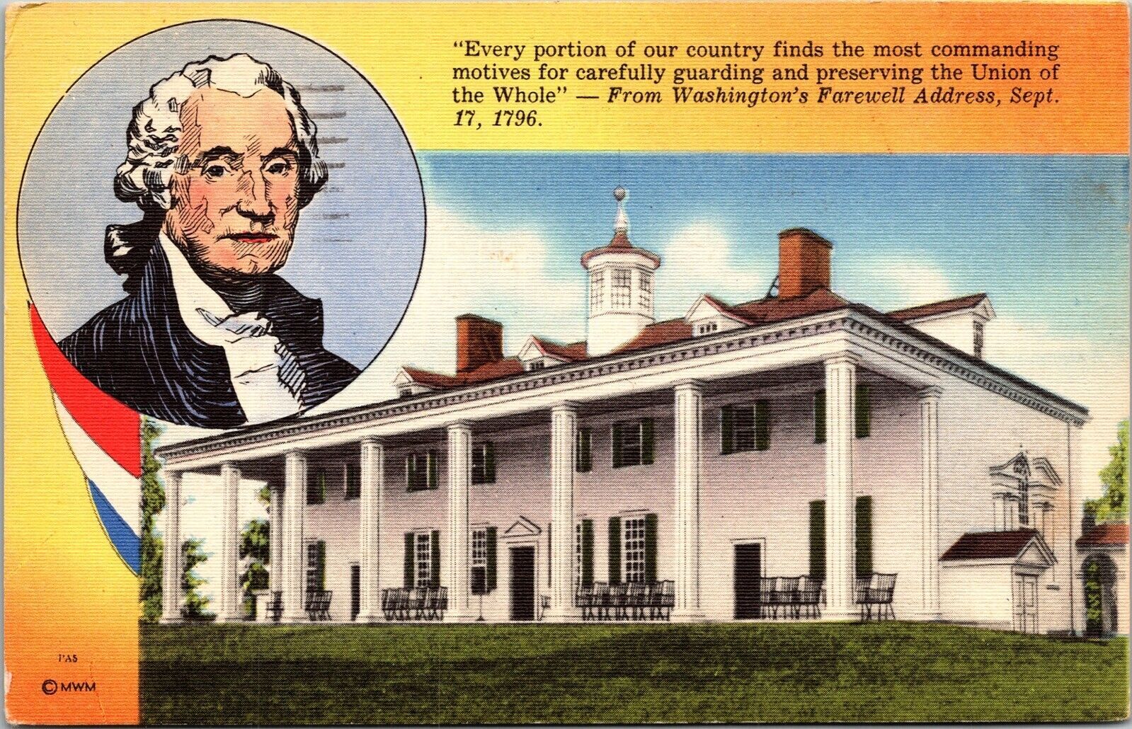 George Washington Photo State Capitol Postcard WOB Note 1c Stamp 1947 ...