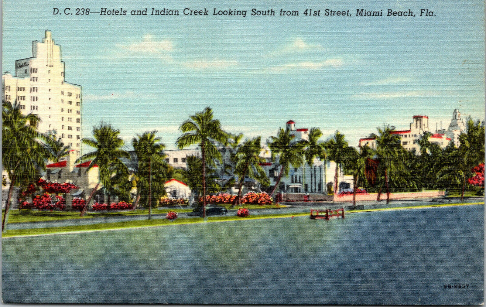 Vtg Miami Beach Florida FL Hotels Indian Creek from 41st Street 1940s ...