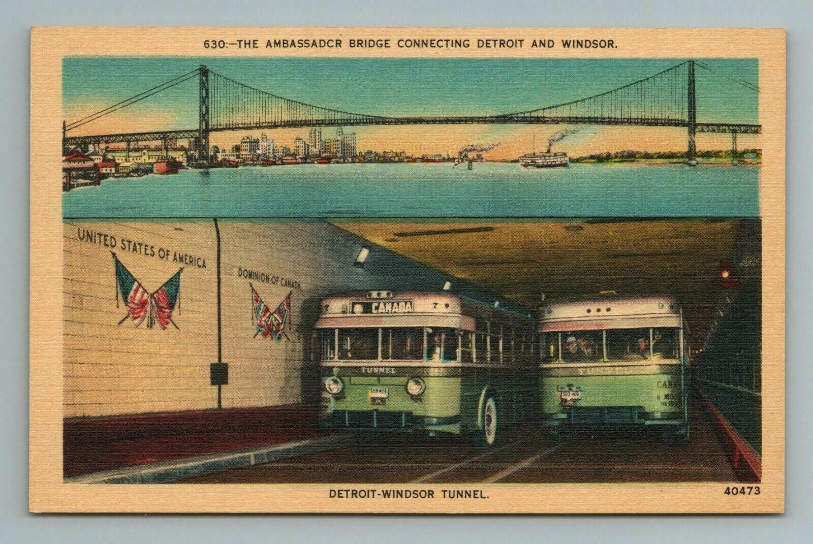 Ambassador Bridge Detroit Windsor Tunnel Bus Buses Boarder Michigan MI ...