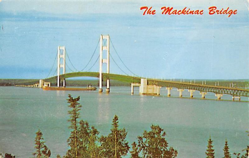 Mackinac Straits Bridge Joining Michigan's Peninsulas Mackinac Bridge ...