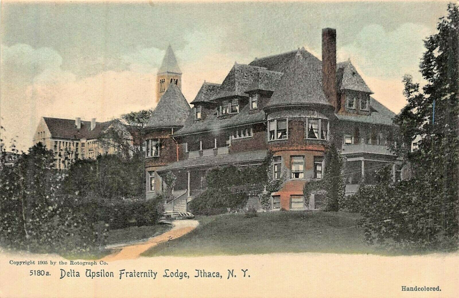 Ithaca Ny~Cornell Delta Upsilon Fraternity Lodge~1900S Rotograph Photo ...