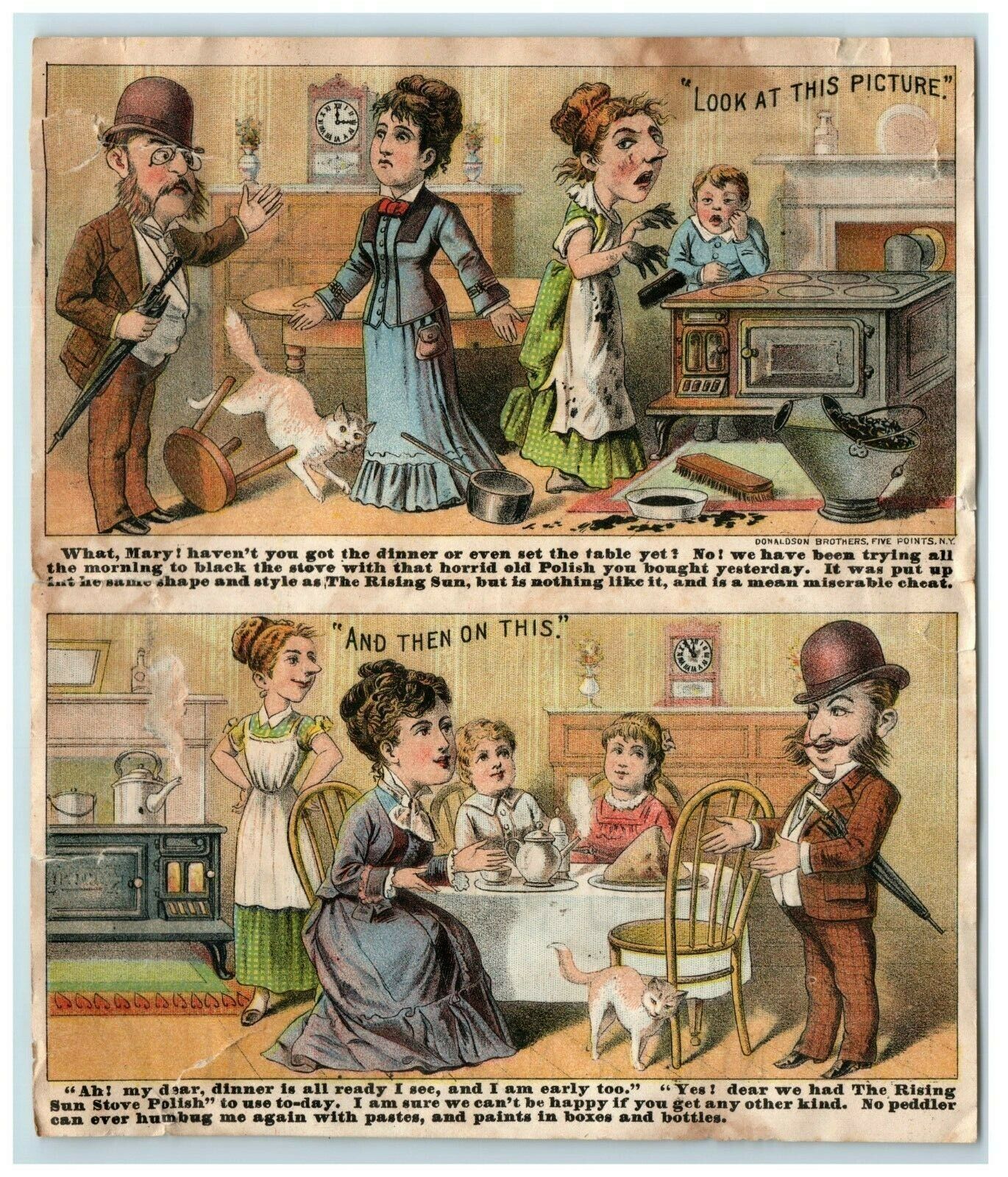 1880's-90's Folder Card Rising Sun Stove Polish D. Sherman & Son Family ...