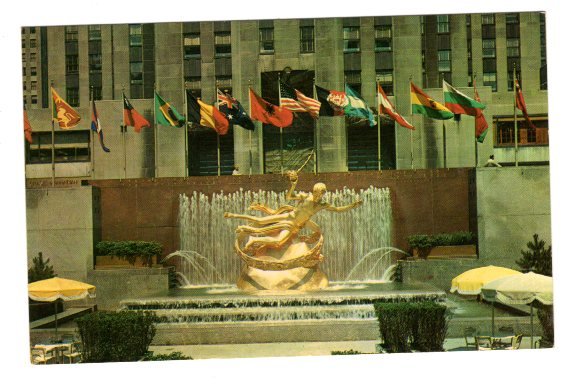Rockefeller, Center, Lower Plaza, Prometheus Fountain, Manhattan, New ...