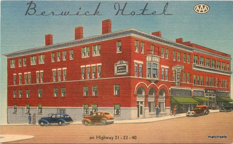 Berwick Hotel CAMBRIDGE, OHIO Linen MWM CO postcard 16857 automobiles ...