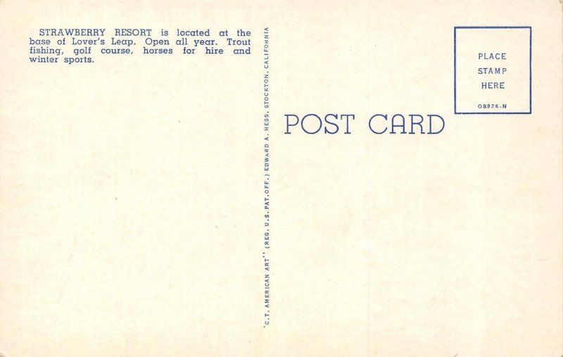 STRAWBERRY RESORT Lodge LAKE TAHOE Kyburz, CA Placerville ca 1930s Rare ...