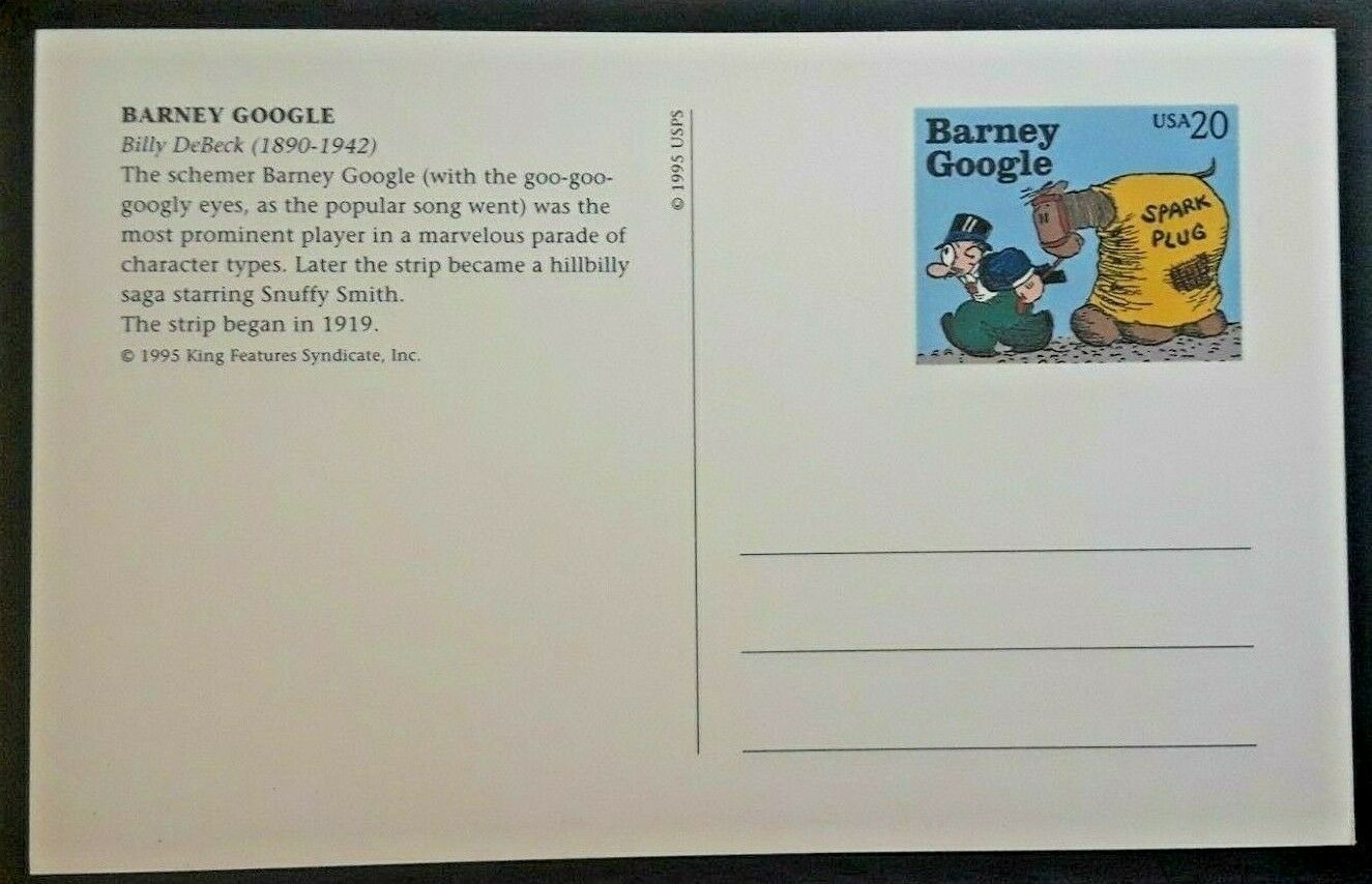 Mint Barney Google Comic Strip Began In 1919 By Billy DeBeck Stamped ...